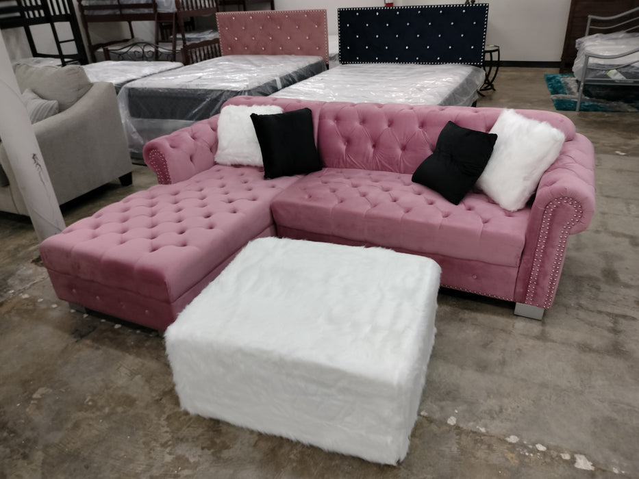 Pink tufted sectional store